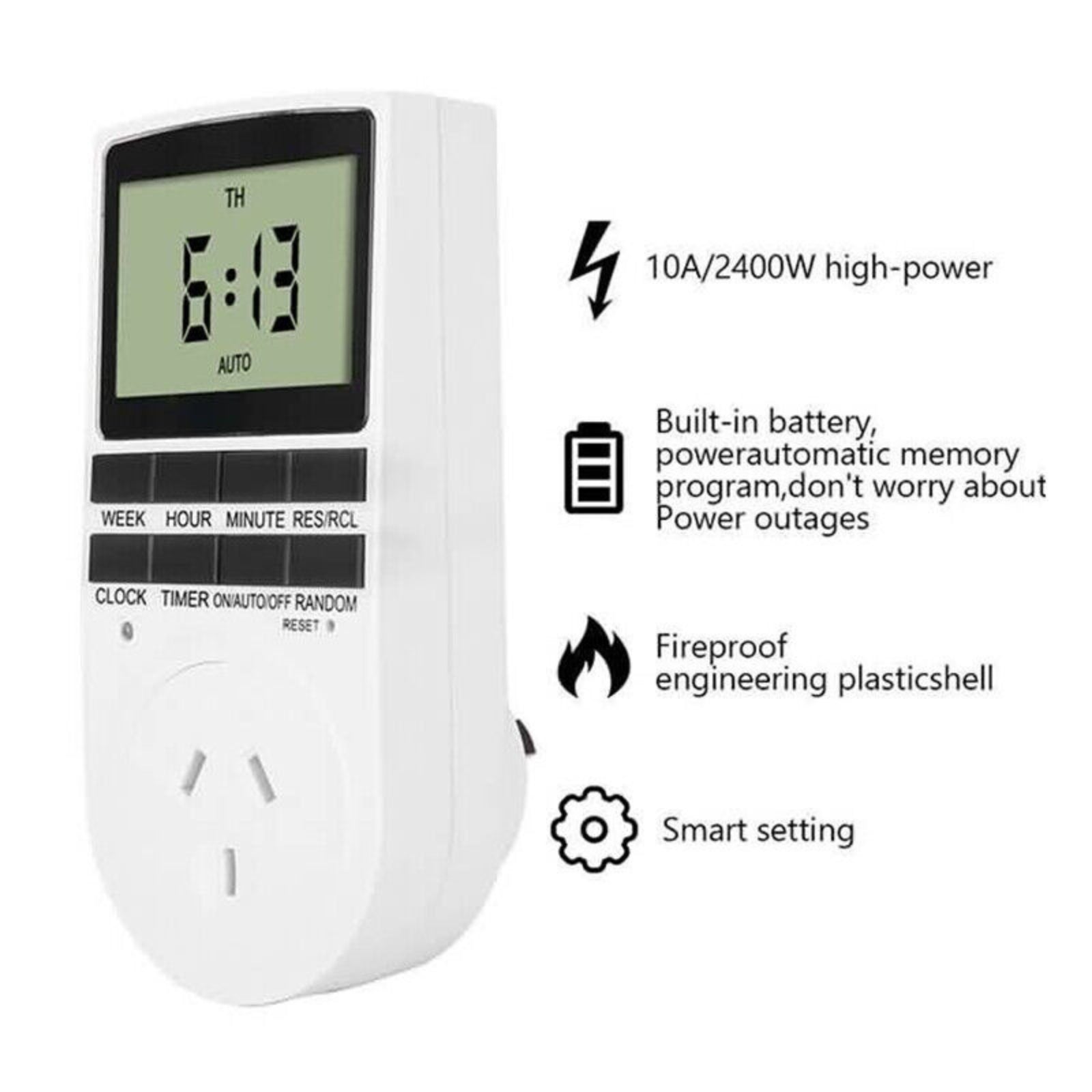 Electric Programmable Digital Timer Switch Socket 240V AU Plug – Memory ...