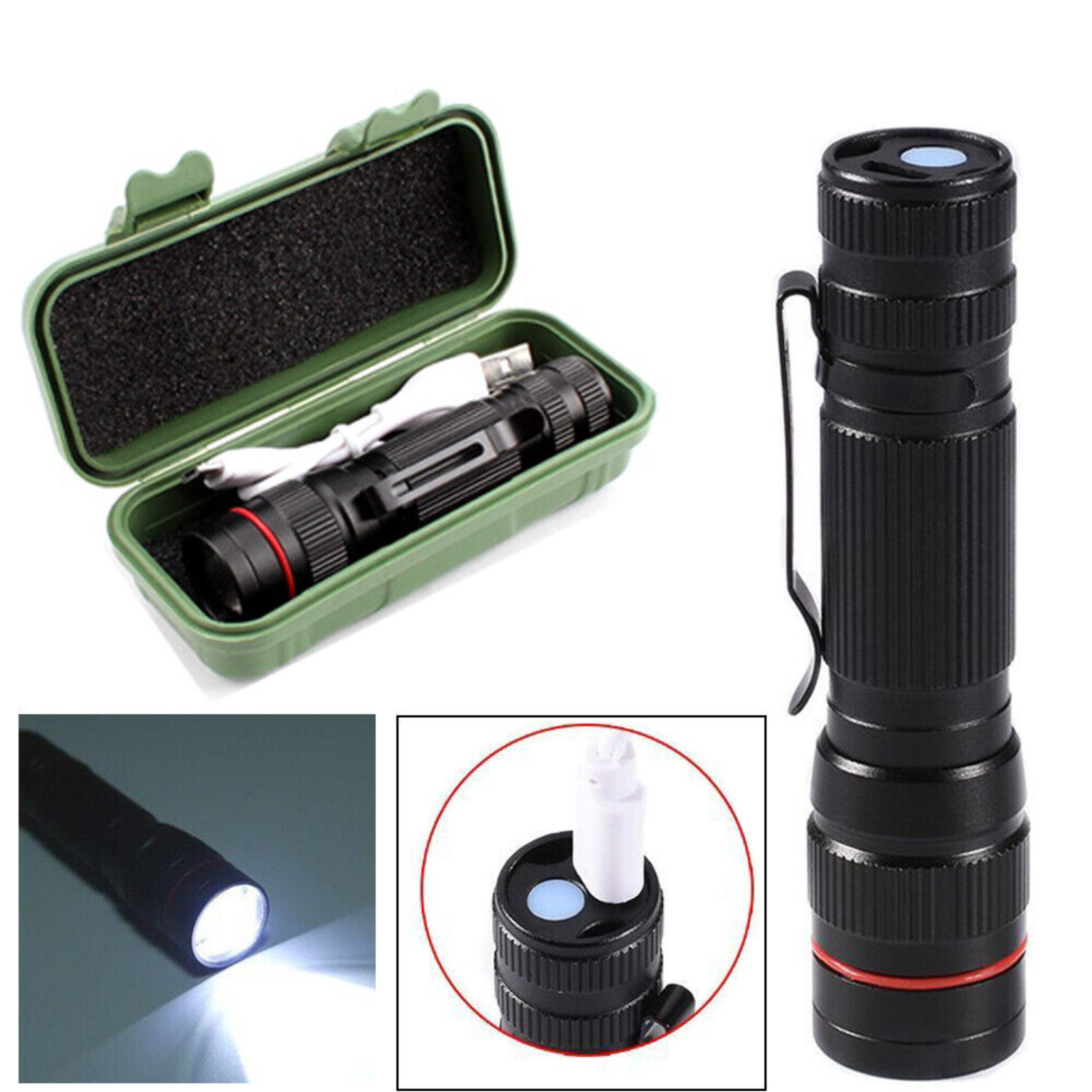 Tactical Torch Light USB Rechargeable Waterproof – Memory Tech