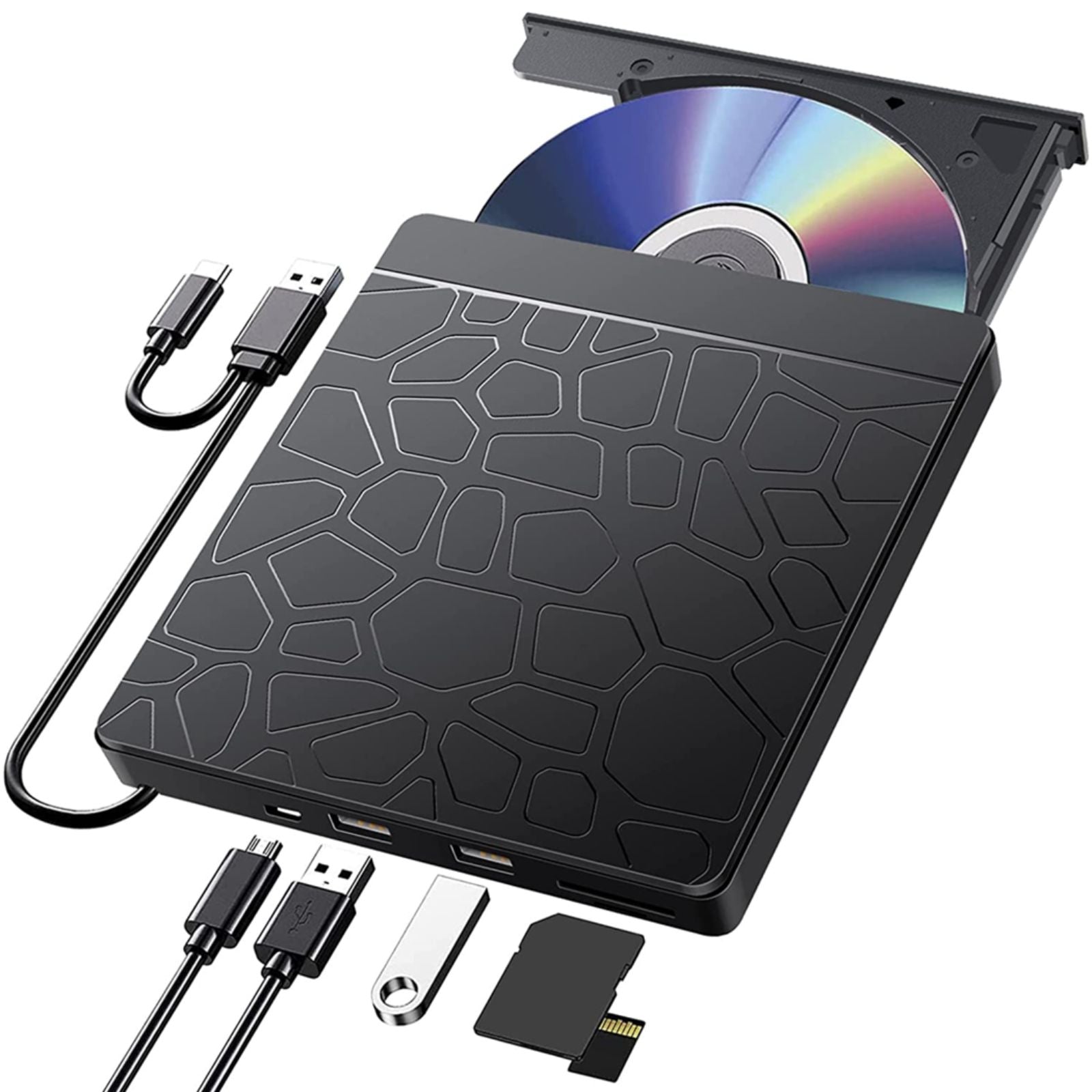 5in1 Slim USB-C 3.0 CD DVD Reader Writer Hub for PC Laptop – Memory Tech