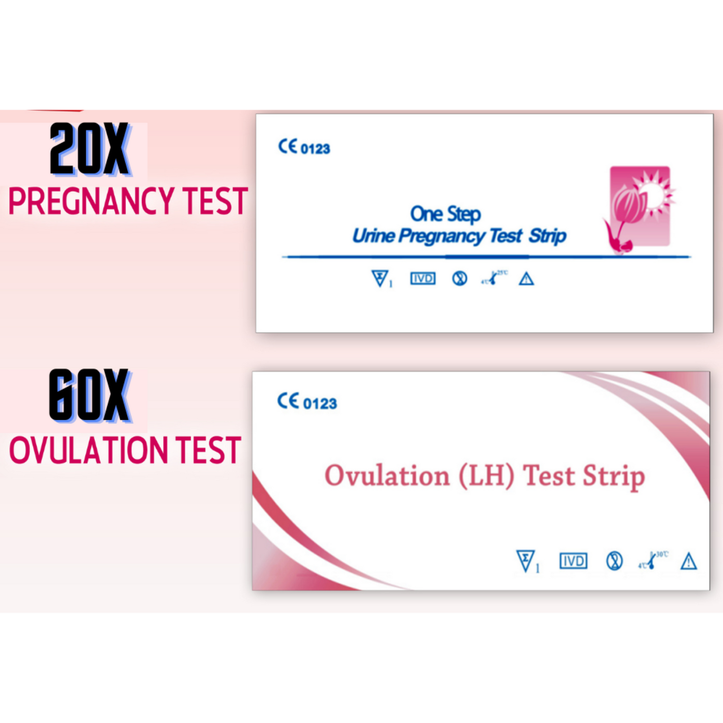 60 LH Ovulation Tests + 20 hCG Pregnancy Strips - Fertility OPK Kit ...