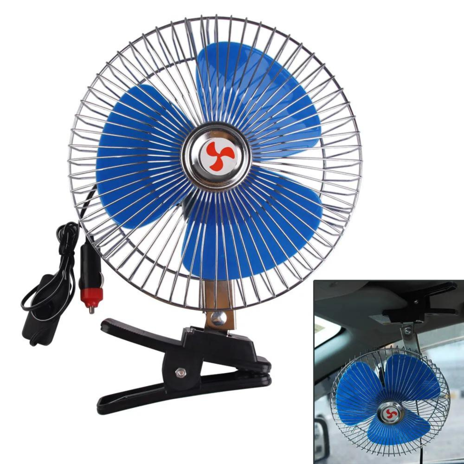 8 Inch 12V Portable Oscillating Car Fan Auto Cooling Vehicle Fan ...