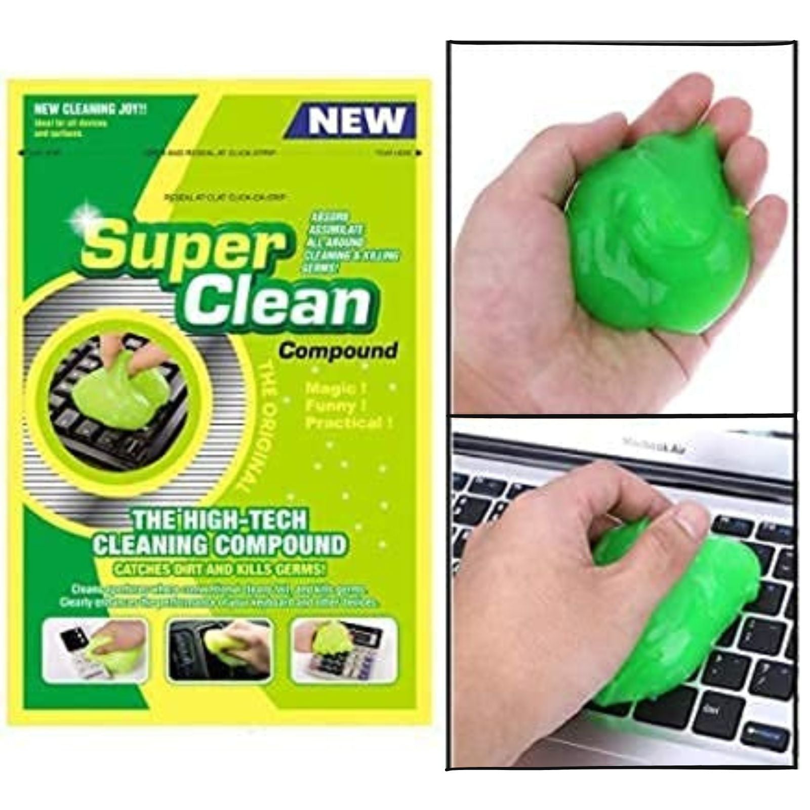 Super Clean Gel Dirt Cleaning Green Slime for Car Laptop Keyboard ...
