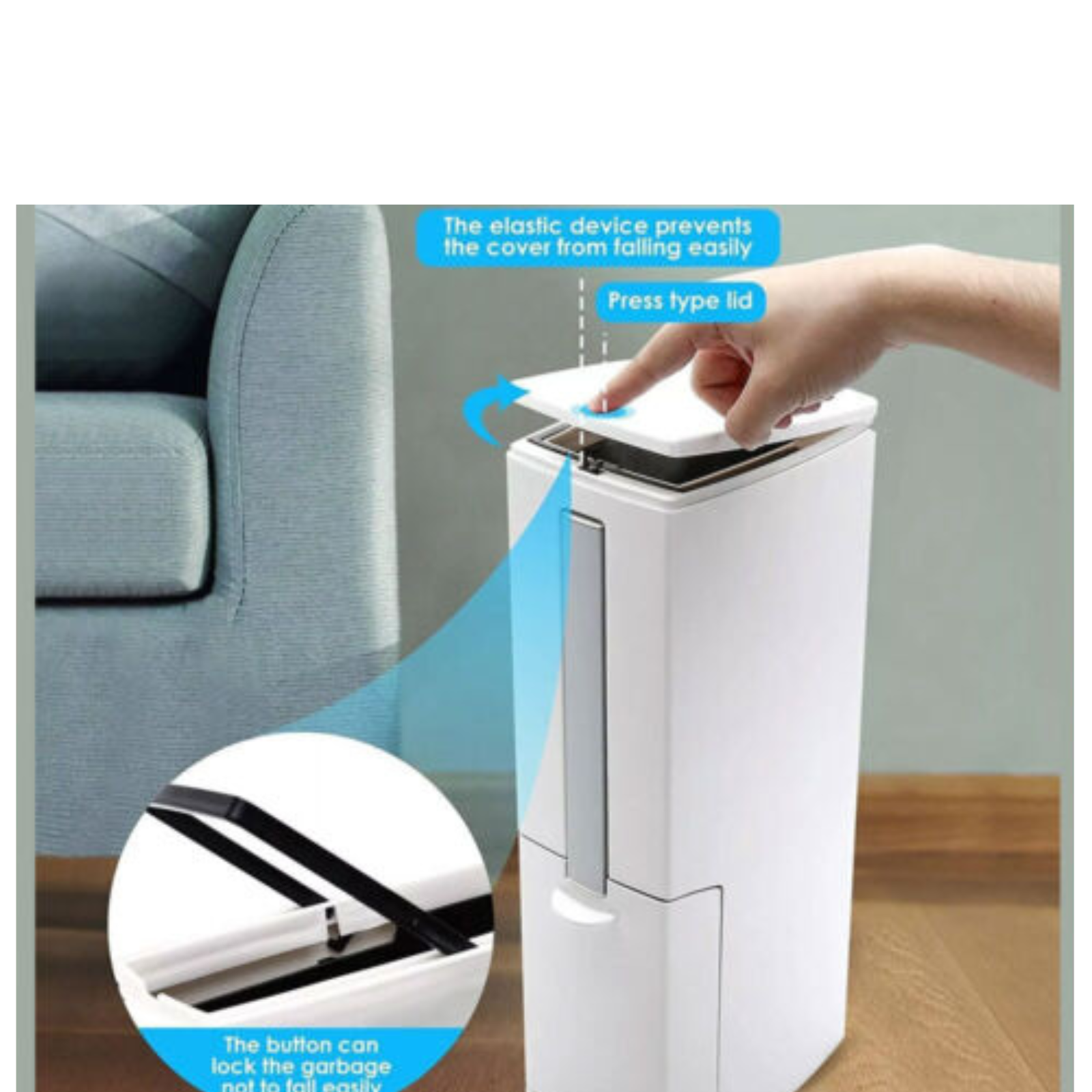 Slim Bathroom Dustbin with Lid and Toilet Brush Garbage Waste Bin ...