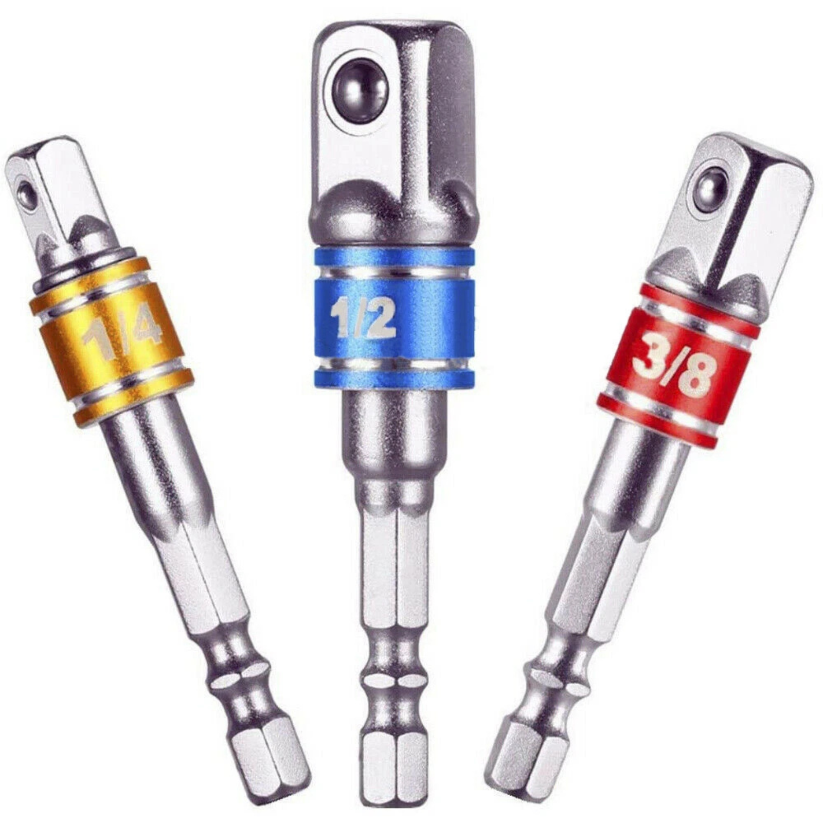 Socket Adapter Set Hex Shank Drill Bits for Impact Driver 1/4 3/8 1/2 ...