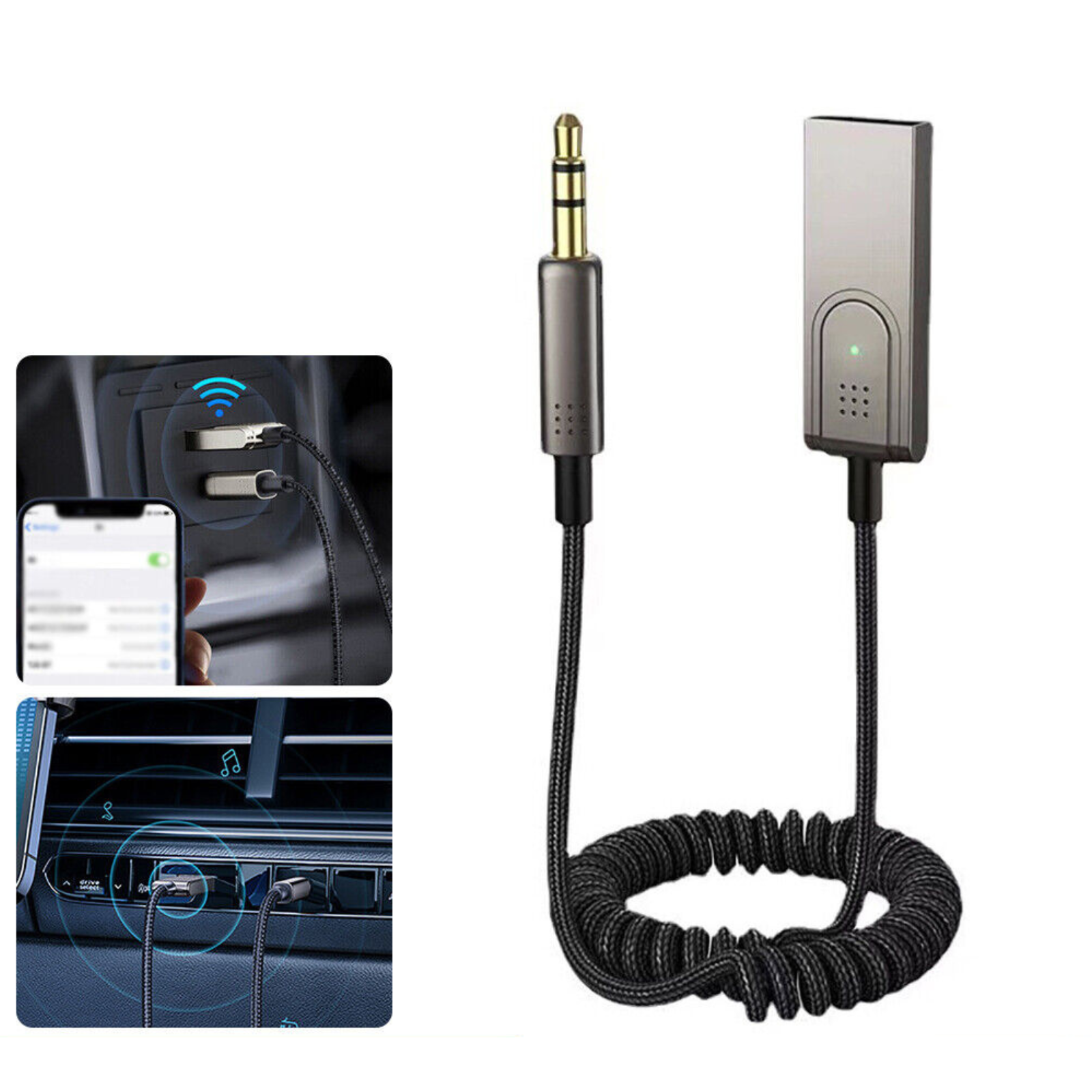 Wireless Bluetooth 5.1 Car AUX Receiver 3.5mm Adapter Cable – Memory Tech