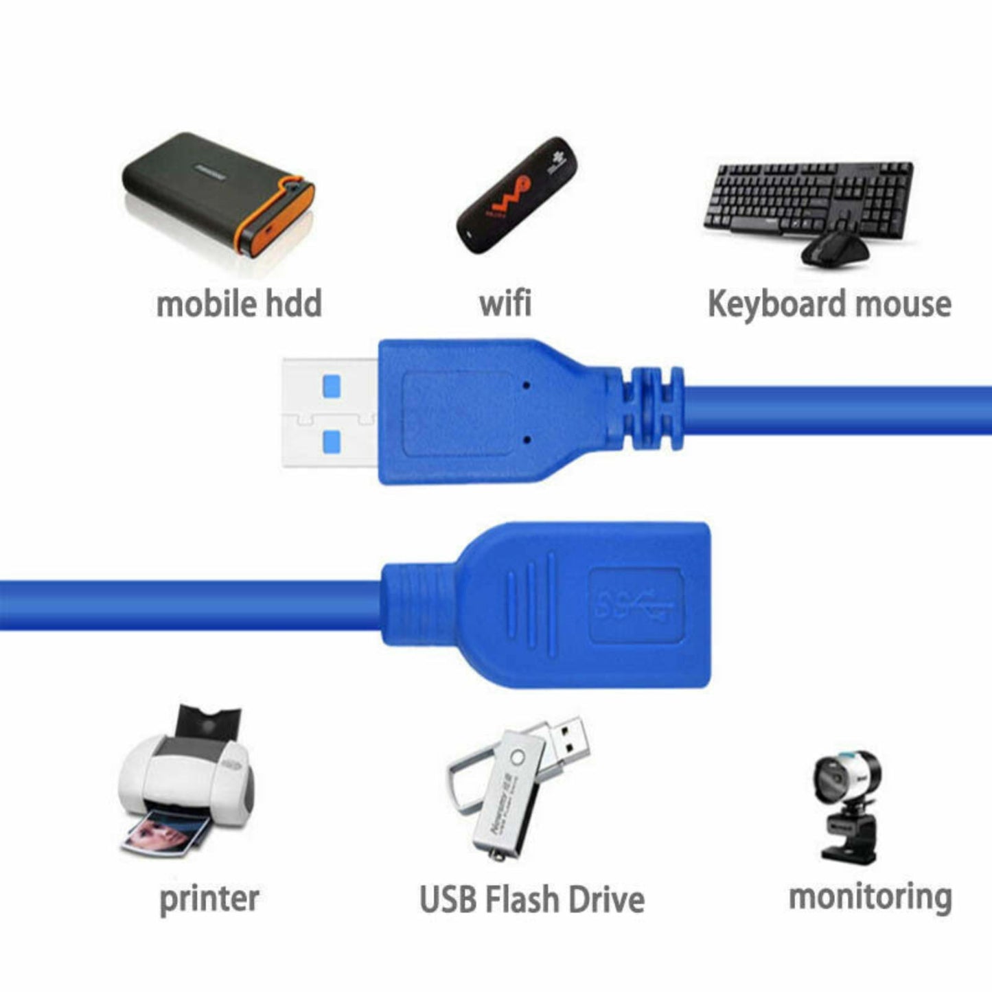 1m USB 3.0 Male to Female Data Cable Extension – Memory Tech