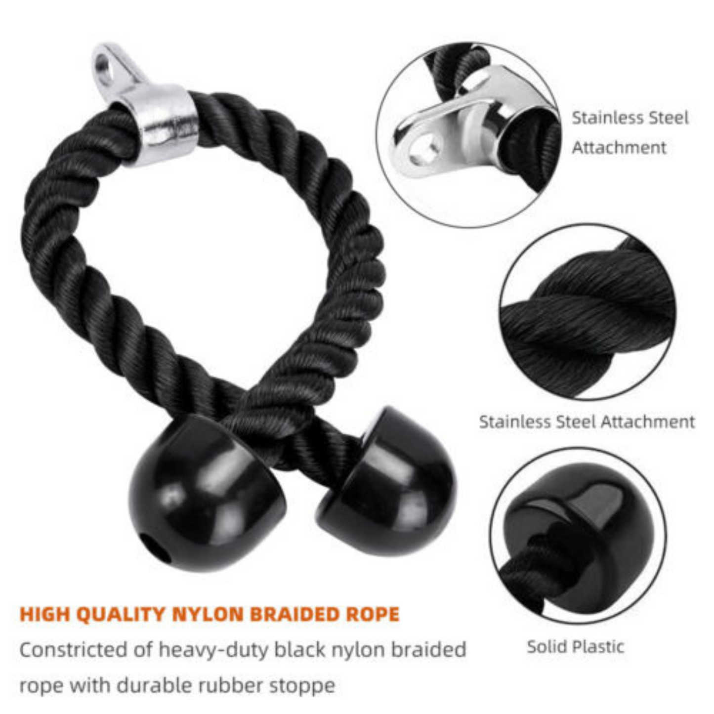 Multi Lat Bar Gym Push Pull Cord Tricep Rope Press Down Pulley Cable ...