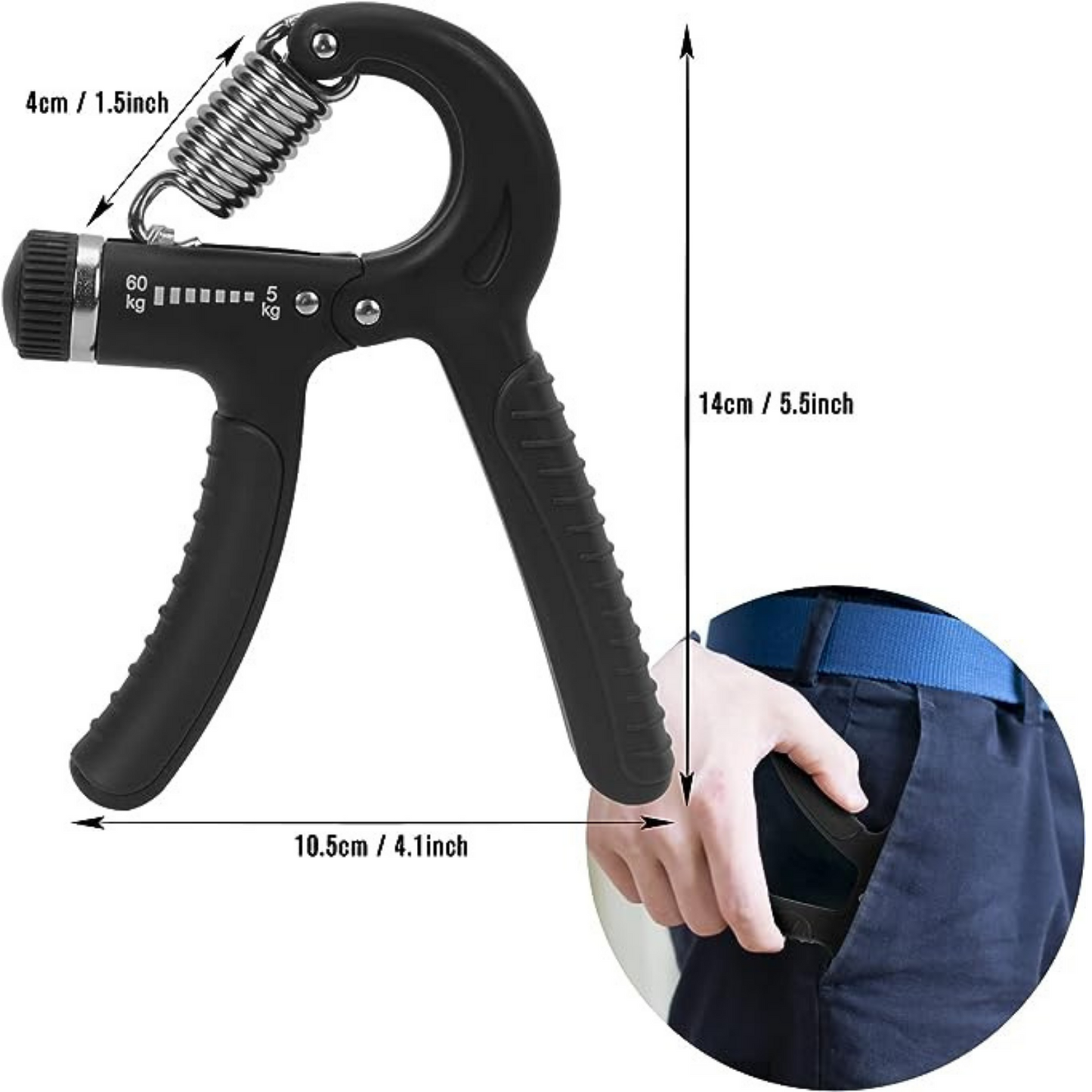 Adjustable Power Hand Grip Forearm Exerciser & Strengthener 5-60Kg ...