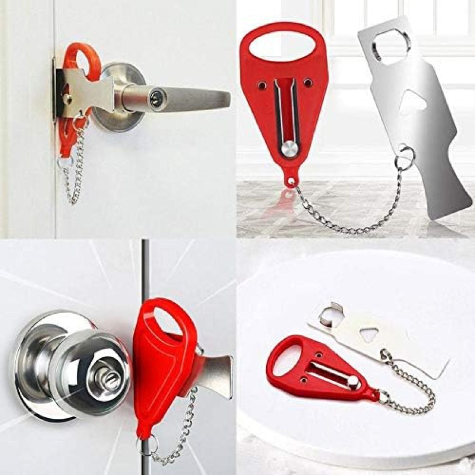 Portable Red Door Lock for Travel Safety Addalock Home & Hotel Security ...