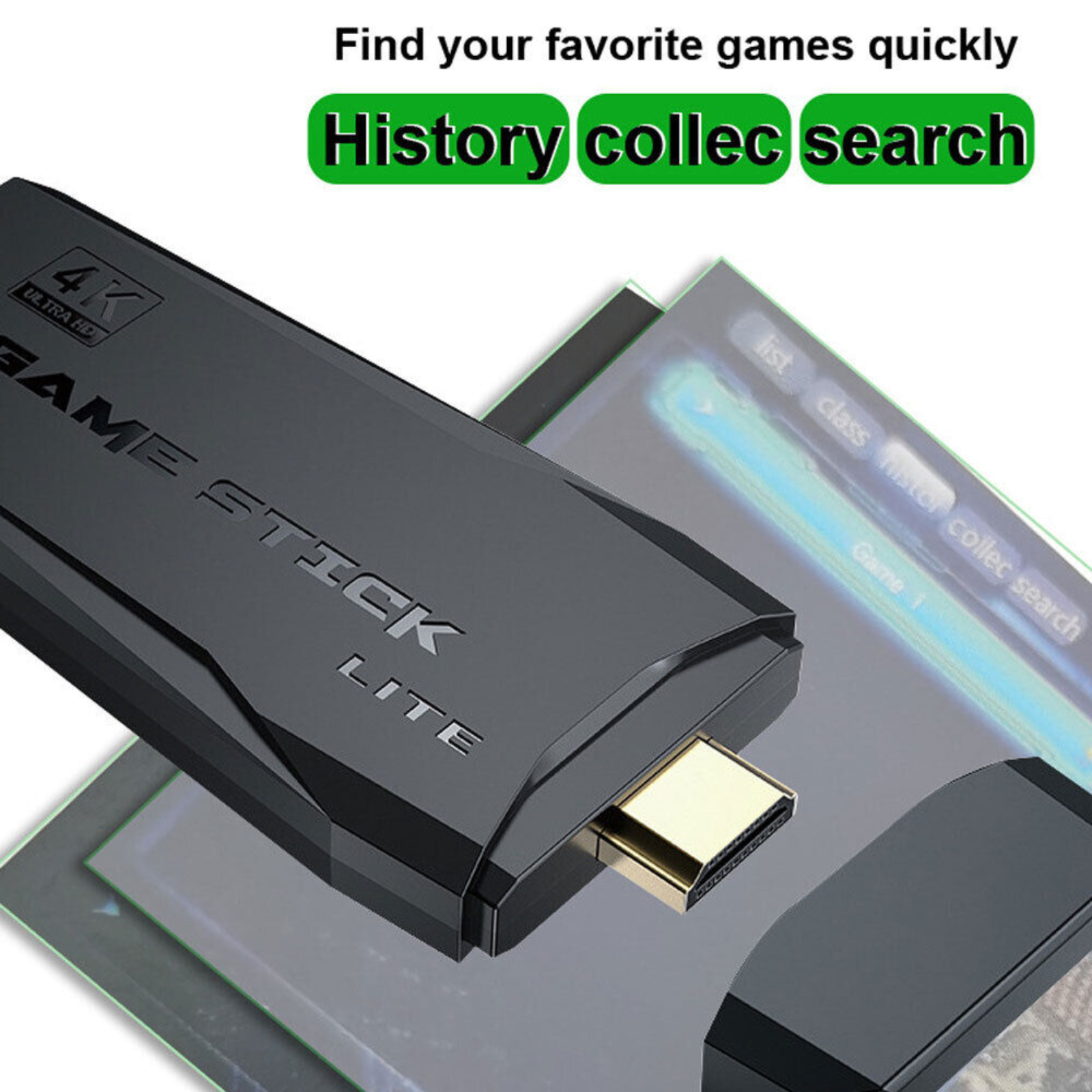 4K HDMI Game Stick Retro Gaming Console + 2 Wireless Controllers ...